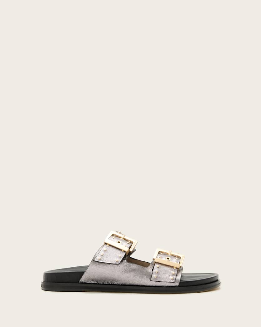 Magda Studded Leather Sandals Silver | ALLSAINTS